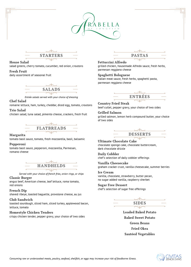 Premium Assisted Living Culinary Program in Longview, TX